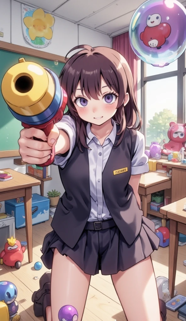 Anime girl with a camera and a purple object - SeaArt AI