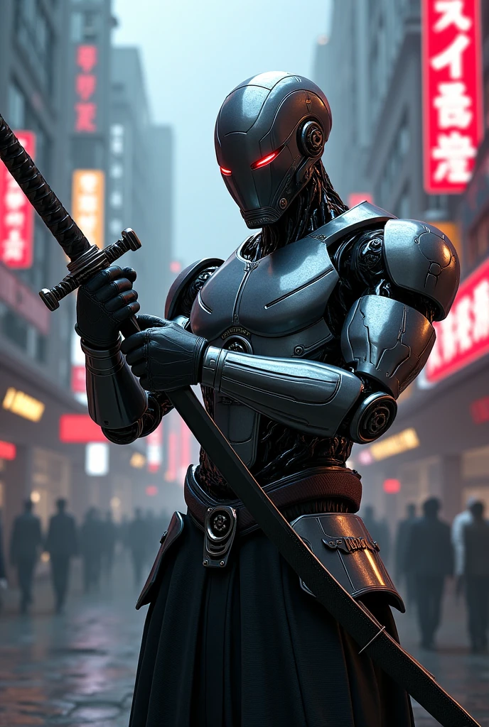 Android silver samurai - SeaArt AI