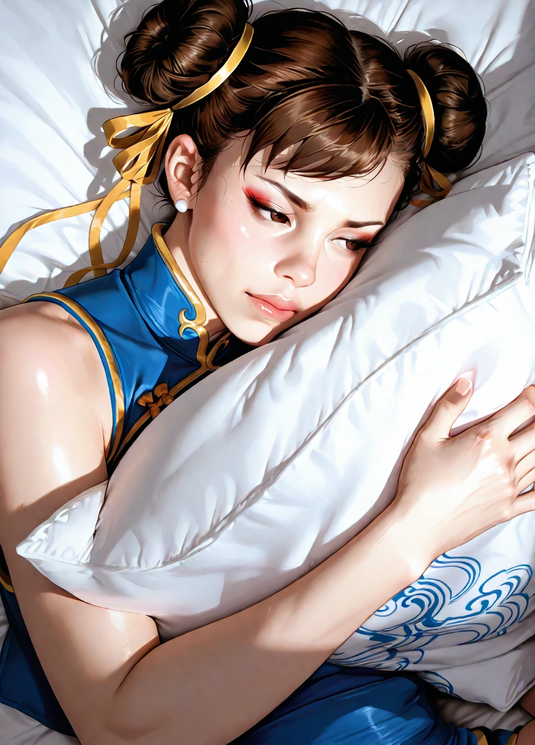 Chun Li against his opponent Mai Shiranui in a lively pillow war ...
