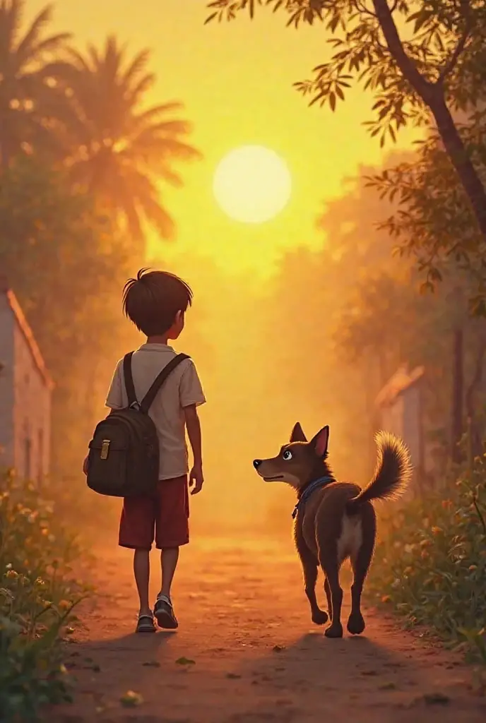 A poor Indian boy named Rahul walks alone to school every day - SeaArt AI