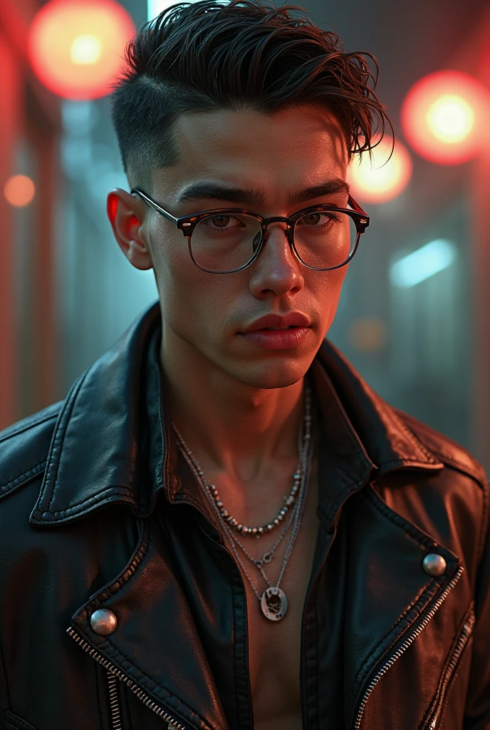 Make me a trans male greaser with glasses - SeaArt AI