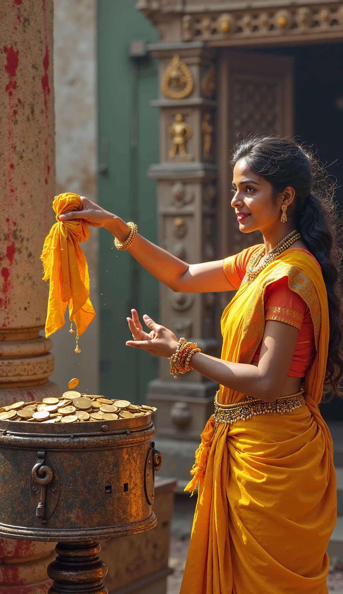 *"A devout young Tamil woman in a traditional *pattu pavadai - SeaArt AI