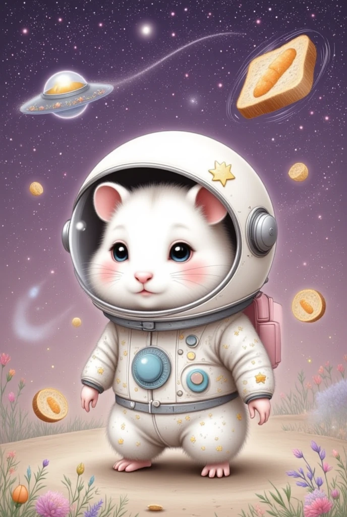 A cuddly hamster in a round space pod, slightly off to the left - SeaArt AI