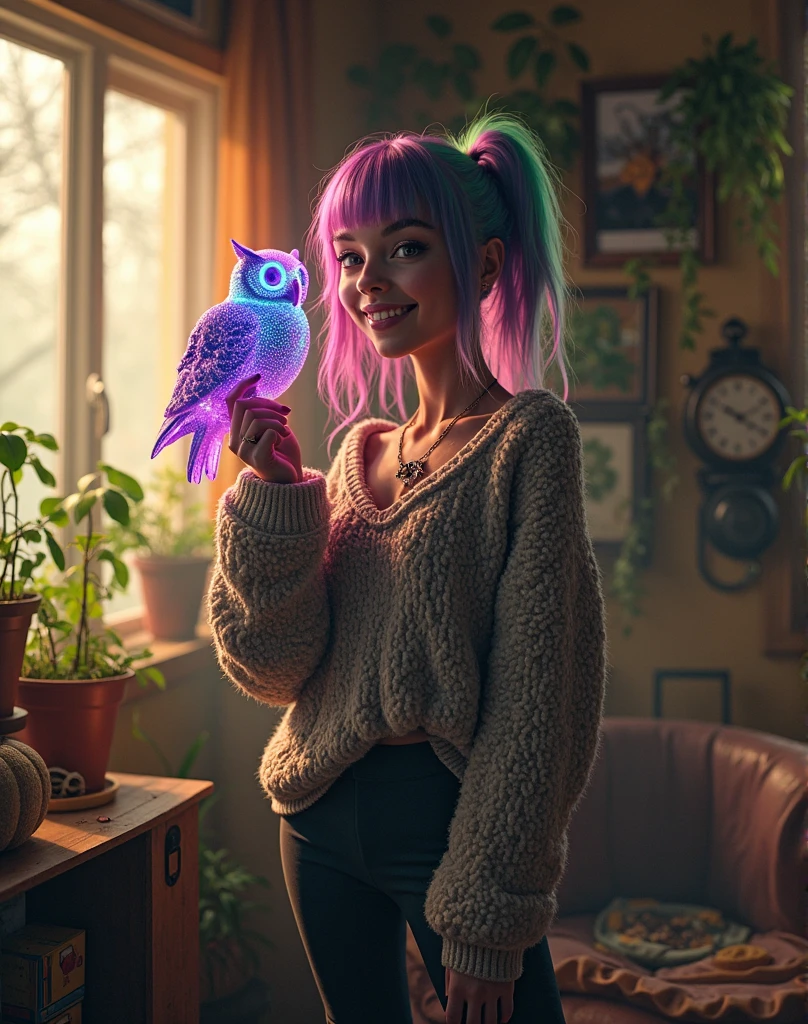 Cinematic, photo-realistic full-body portrait of a punk rocker girl ...