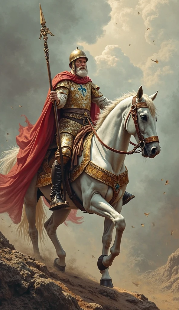 Create a realistic image of Saint George with a spear in his hand ...