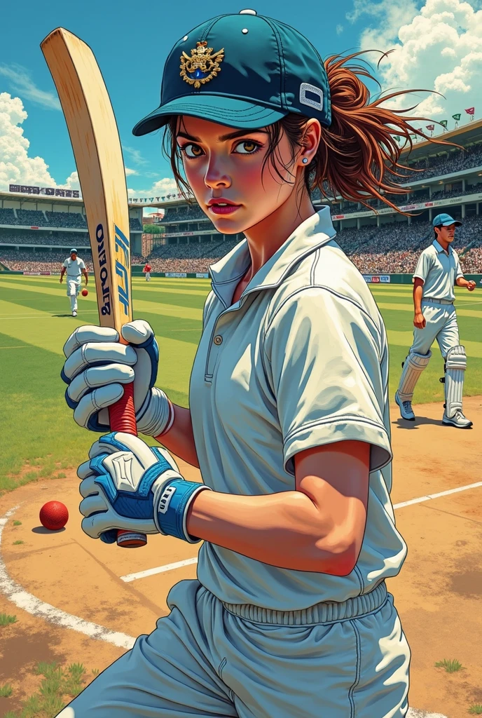 Can you make manga cover for cricket with a style like blue lock ...