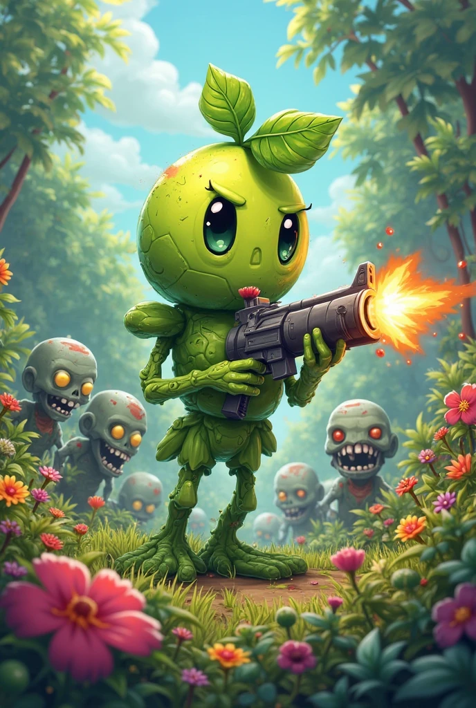 Plant Pea Gunner vs Zombies - SeaArt AI