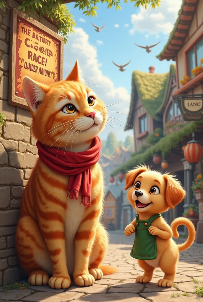 A large, round, and fluffy orange tabby cat with bold stripes and ...