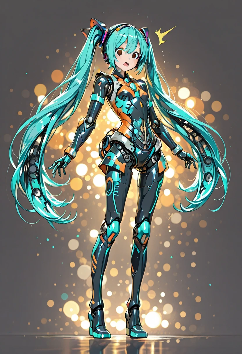 Hatsune miku, robot girl, mecha musume, cyborg, long turquoise ...