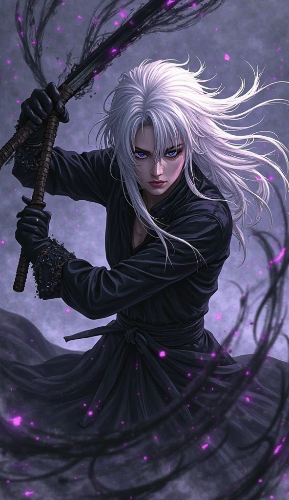 Issei Kuzan, shinigami with intense eyes and white hair in battle ...