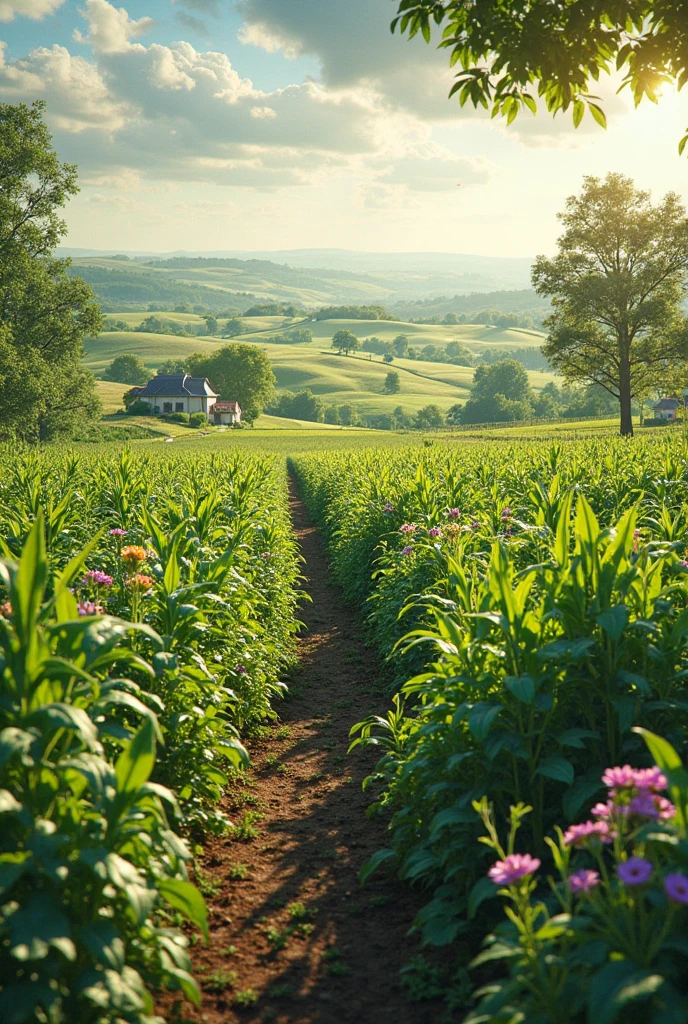 Create an image for me about a field of food crops - SeaArt AI