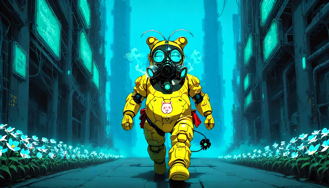 ((cyberpunk gas mask, mechanical respirator, complex breathing ...