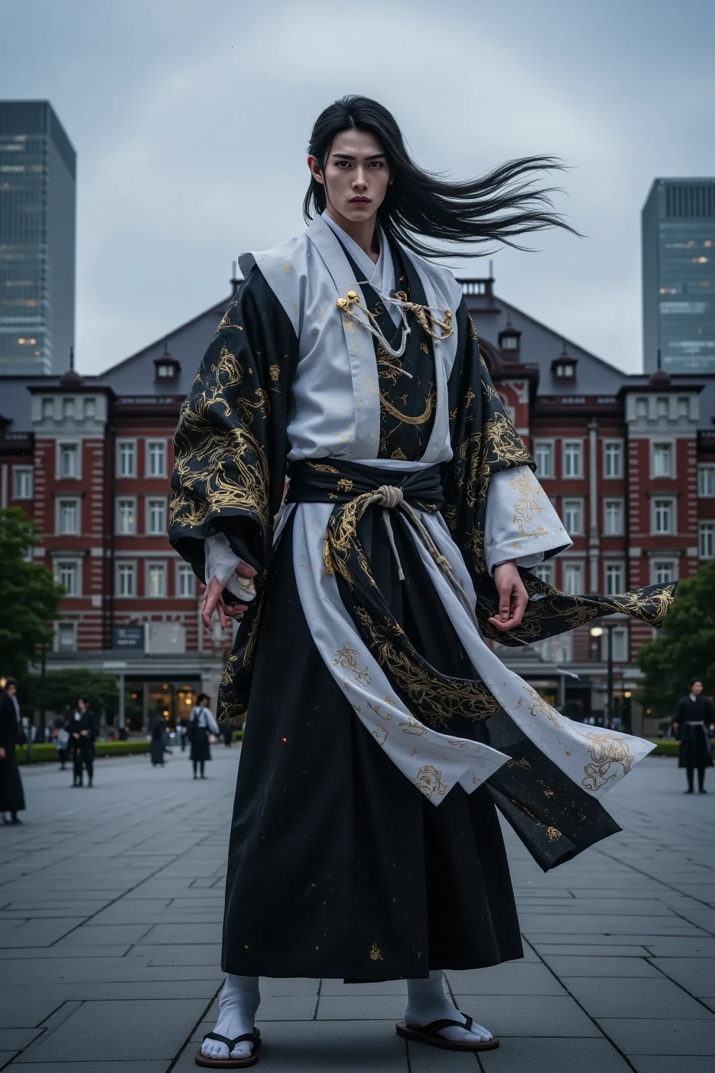Onmyoji、Standing in front of Tokyo Station 、Summon demons - SeaArt AI