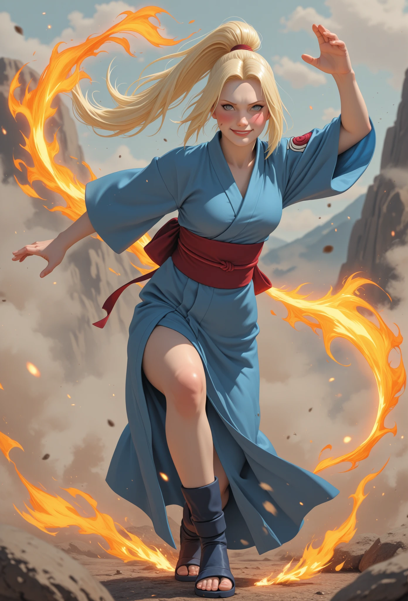 Mei Terumi de naruto Shippuden, with her combat gaze, open blue kimono ...