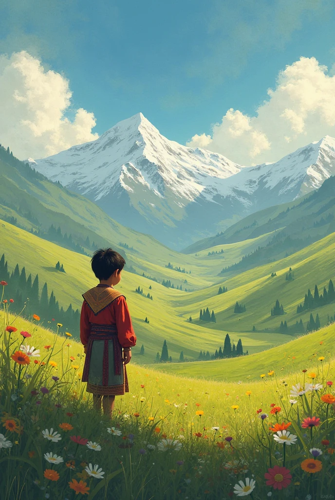 Make a Peruvian child reflect in the field - SeaArt AI