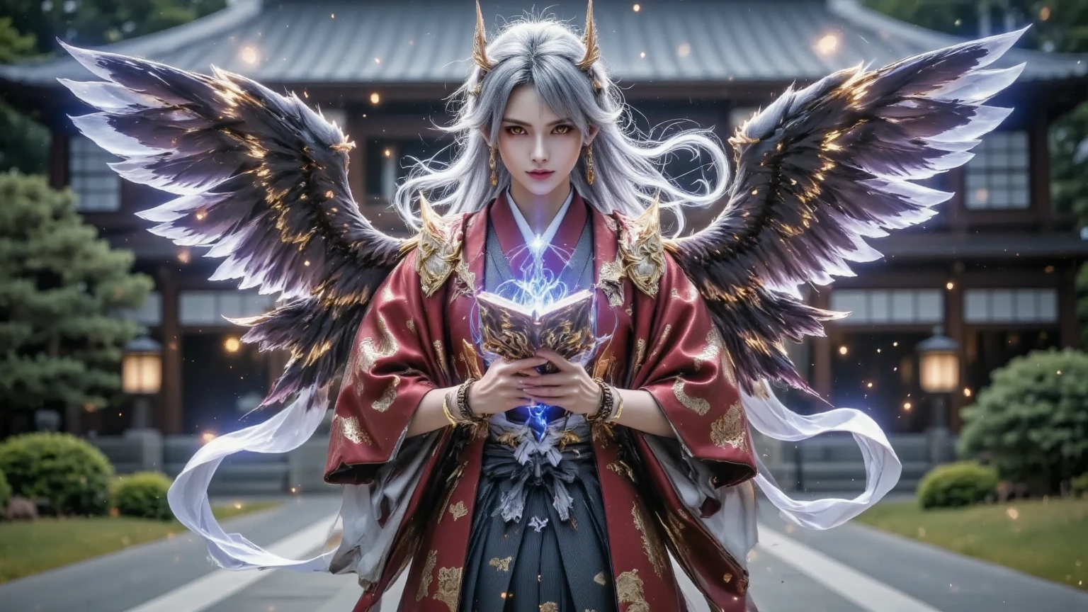 A woman, wearing Japanese-style armor with a Japanese samurai motif ...