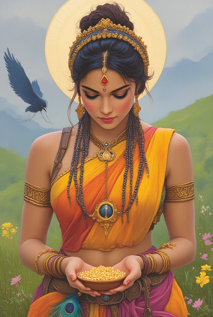 "A classical Manimala-style Realistic painting of a serene, divine - SeaArt AI