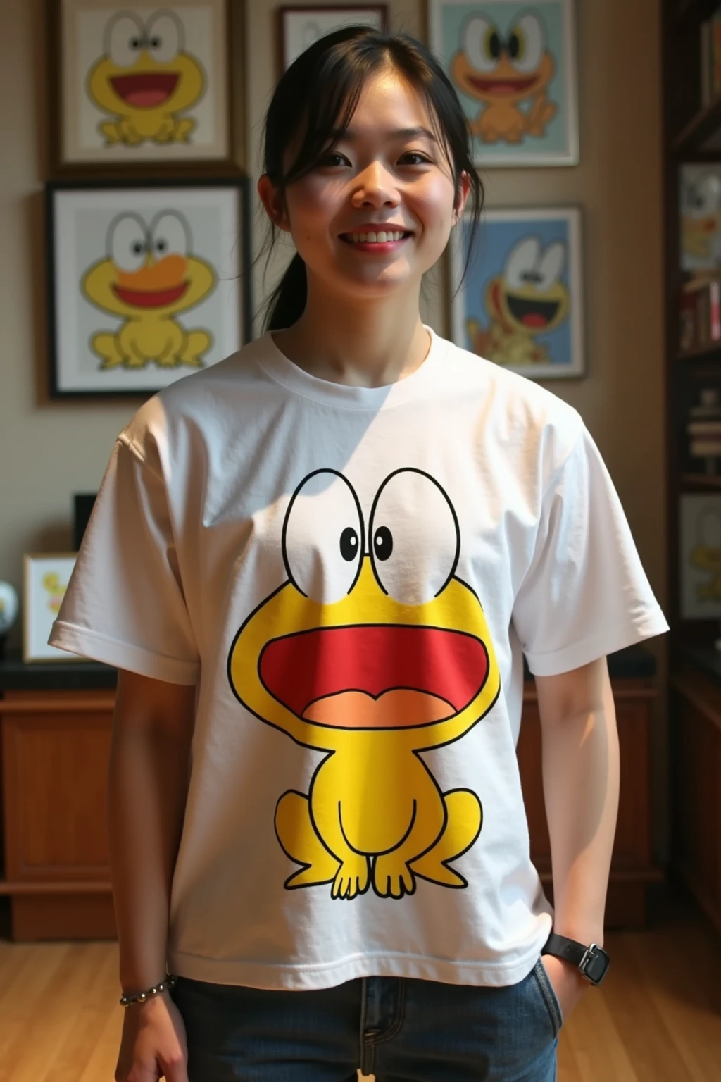 Pyonkichi t-shirt, 16k, (masterpiece:1.2), pyonkichi t-shirt display ...