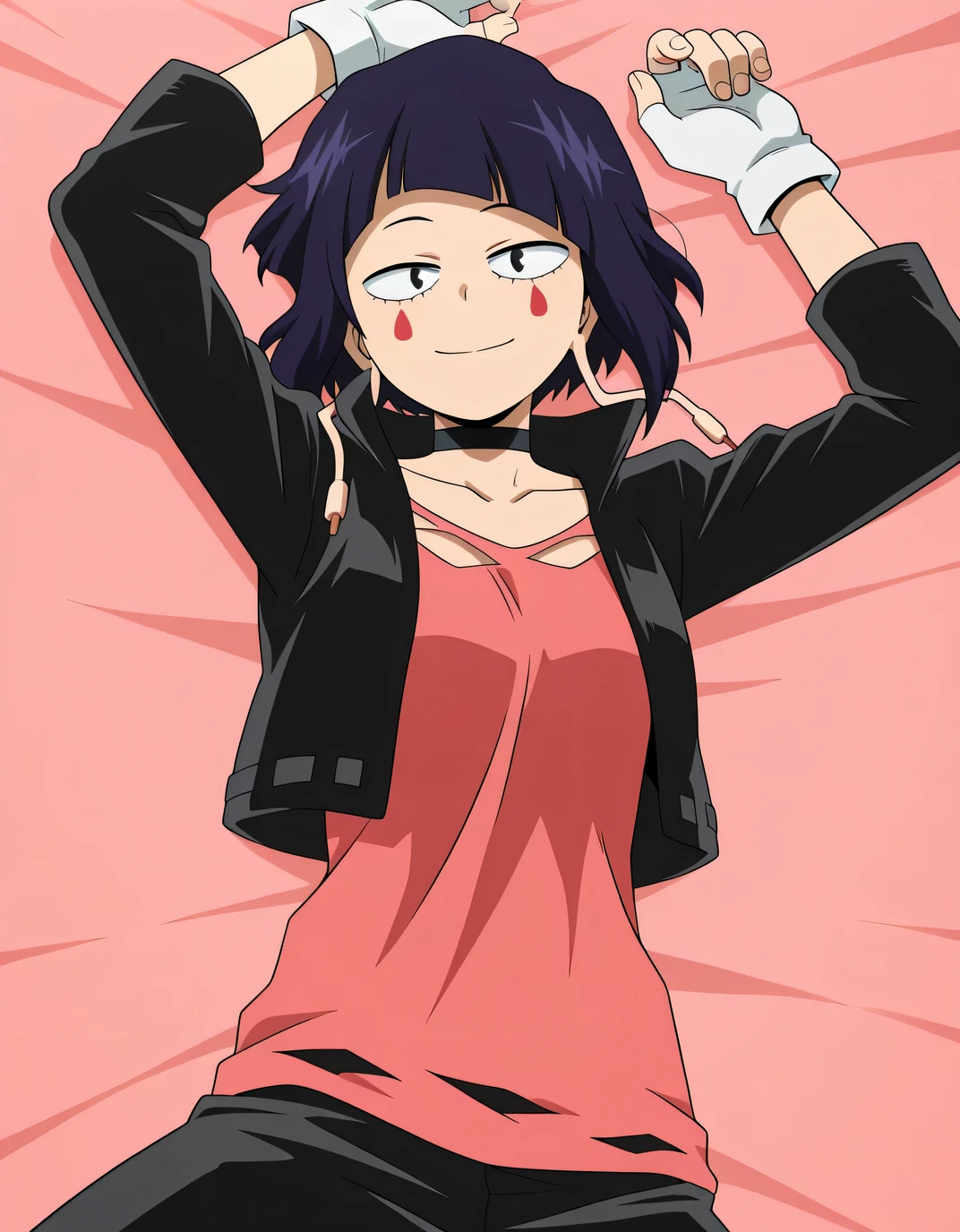 Illujiro, short hair, bangs, long earlobes, purple hair, black hair ...