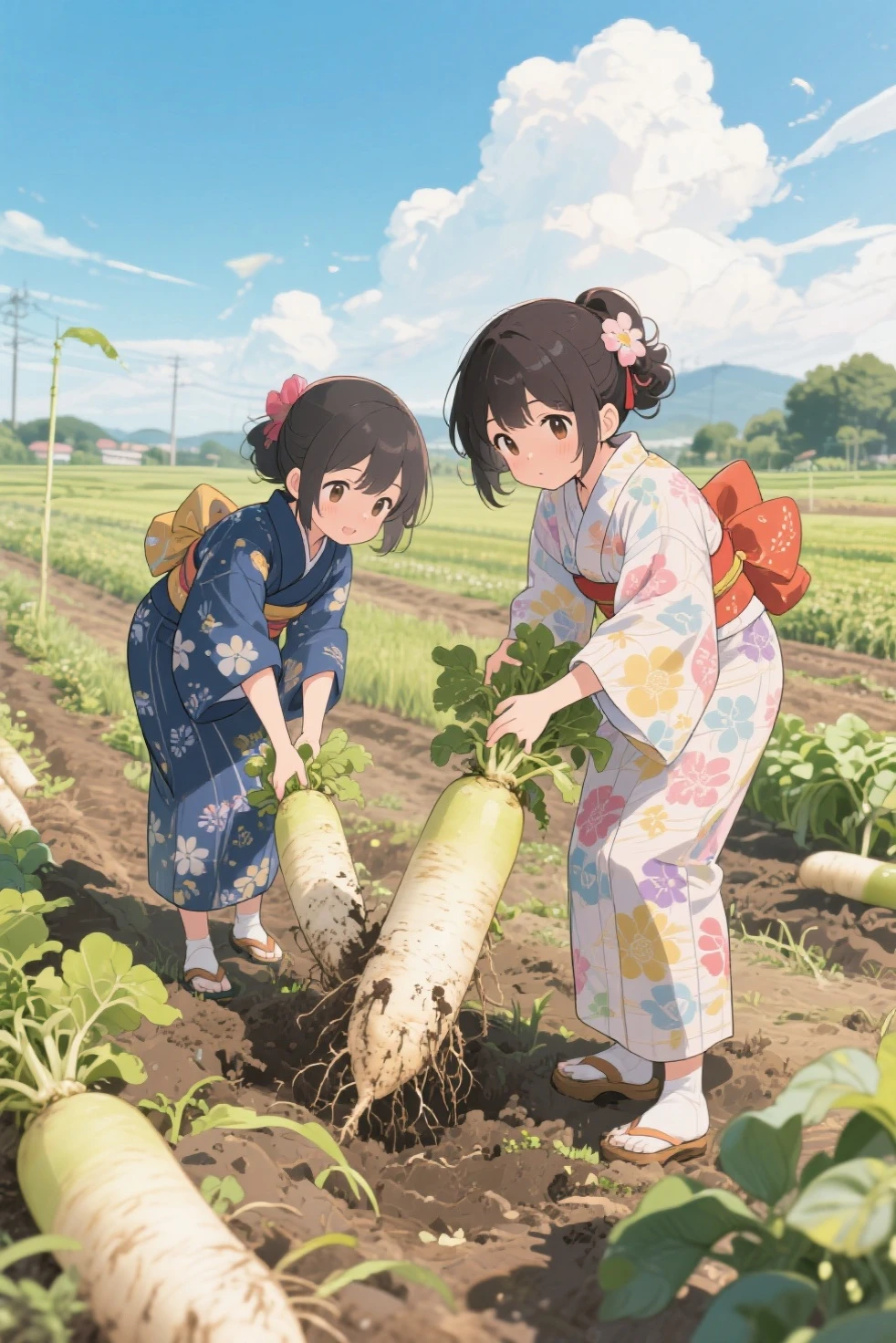 masterpiece, anime style, fantastic depiction, cute girls, daikon ...