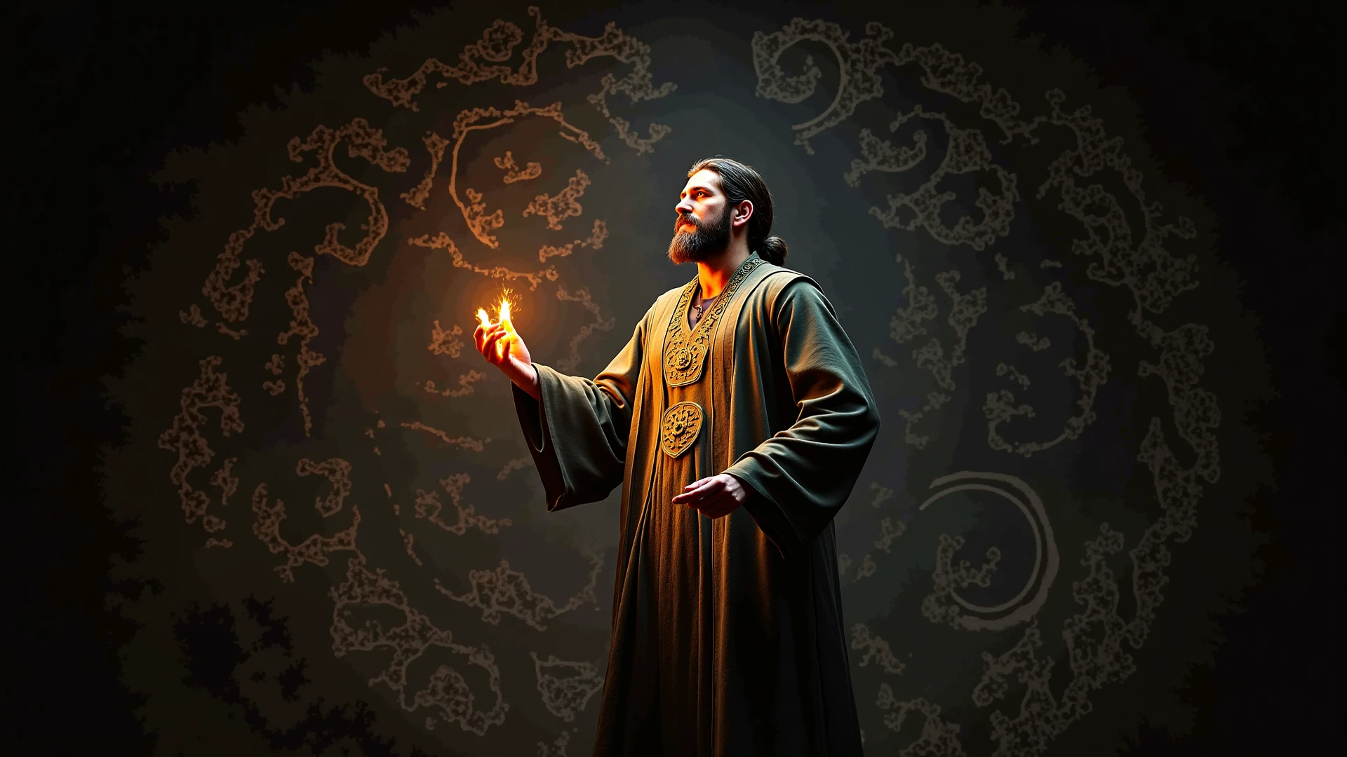 Celtic bard in bronze robes reciting tales of northern paradise - SeaArt AI