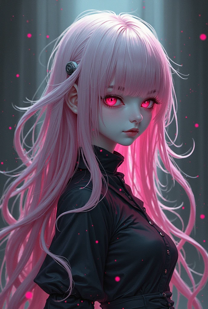 Make me a Tokyo Ghoul-style girl who has bangs and long pink hair that ...
