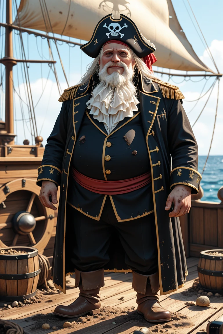 Fat old pirate man, white hairs, long hair, dirty, full clothed - SeaArt AI