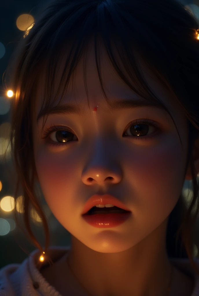 Portrait with a crying face,Vivid and realistic details,Silent Night ...