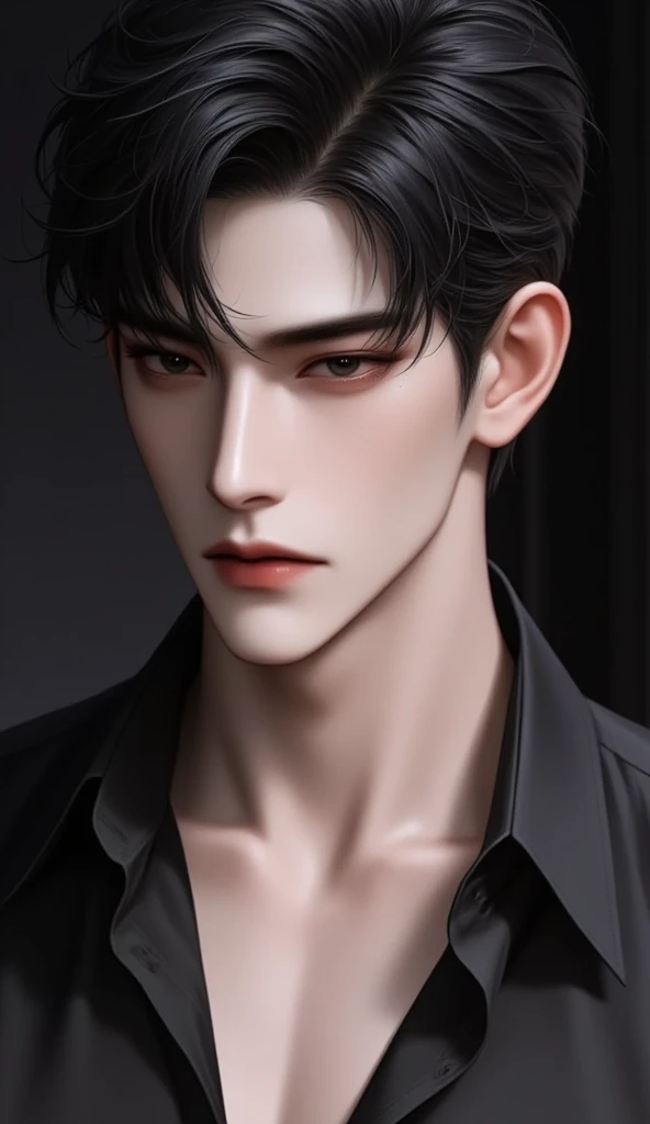 Handsome young man with cunning eyes,Wear a buttonless shirt - SeaArt AI