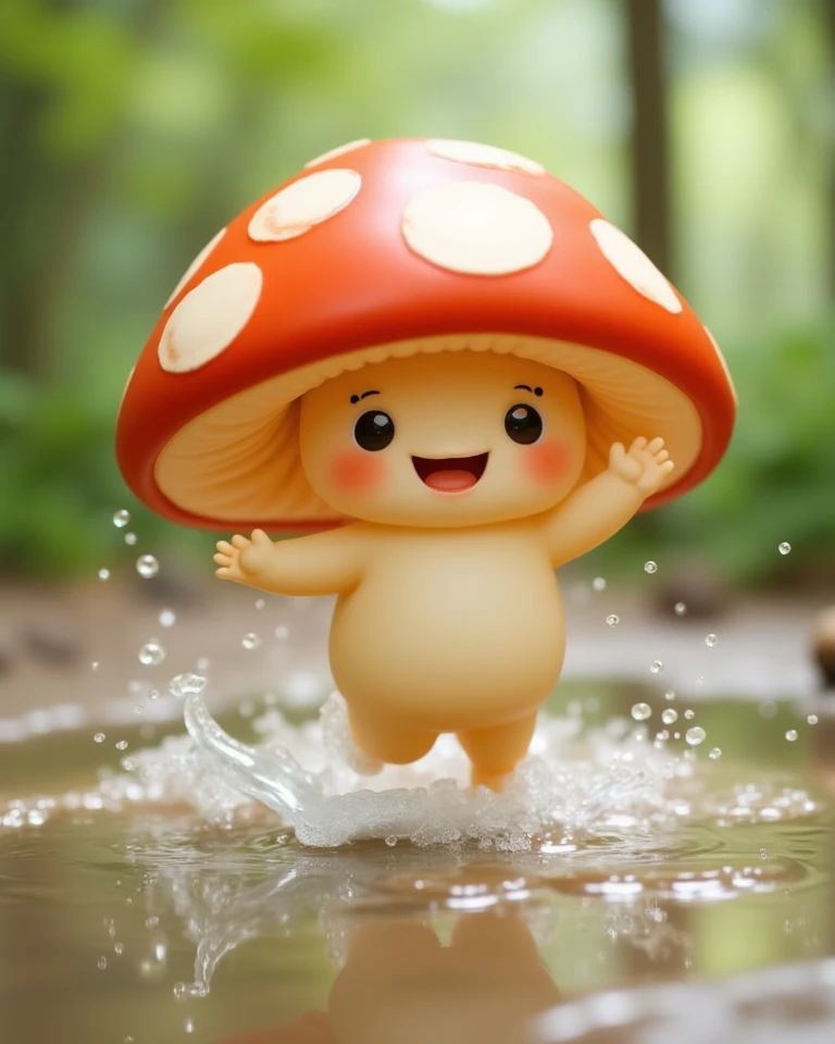 Ultra realistic detailed photography of the Kinoko-chan plays jumping up and dow - SeaArt AI