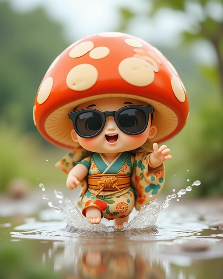 Ultra realistic detailed photography of the Kinoko-chan wearing sunglass and kim - SeaArt AI