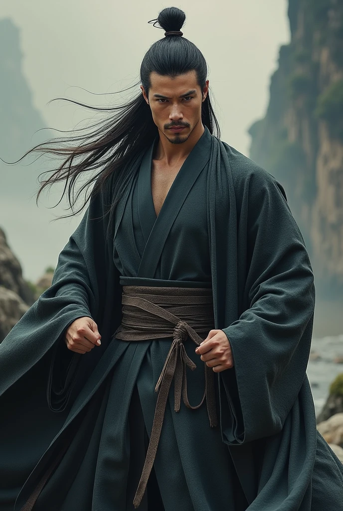 A tall man of athletic build. Handsome Chinese.He looks like the heroes ...