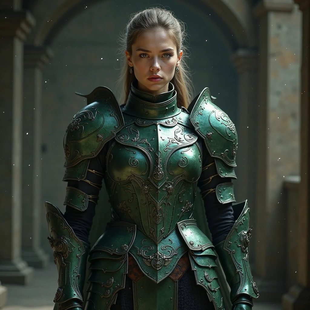 Create a green and black women's armor - SeaArt AI