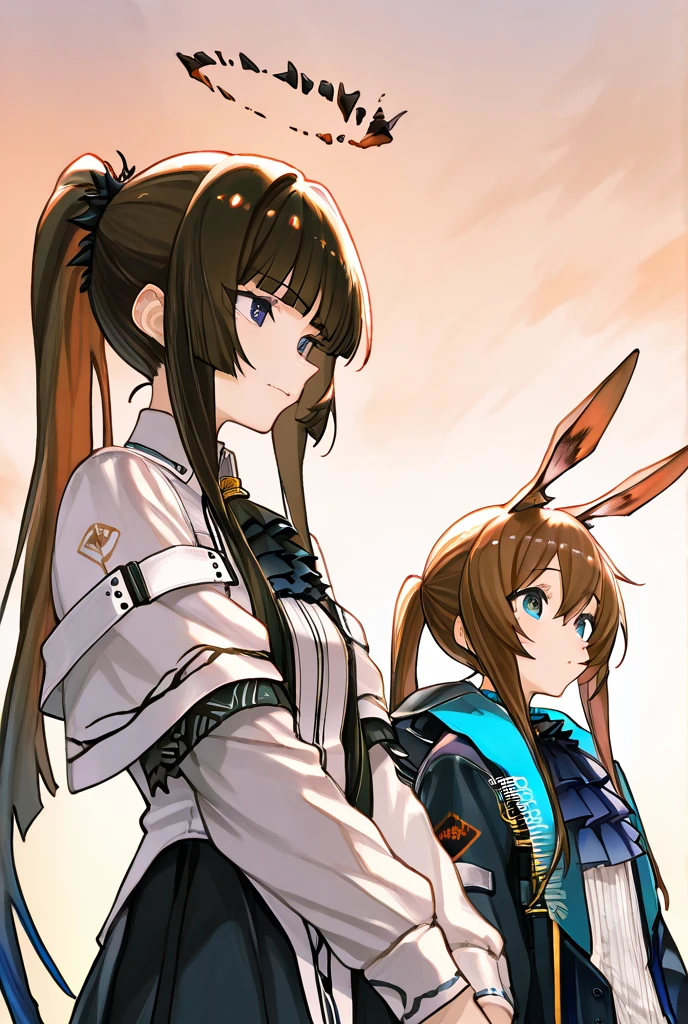 2 girls、ハグする｛1 girl、Virtuosa, white pupils, long hair, hime cut - SeaArt AI