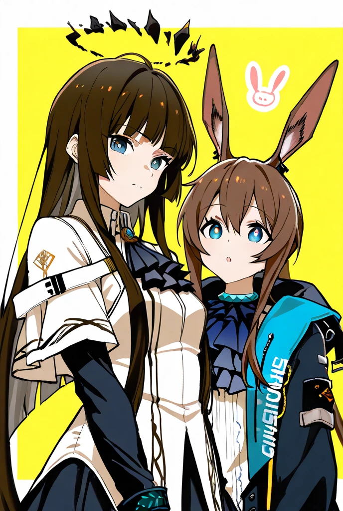 2 girls、ハグする｛1 girl、Virtuosa, white pupils, long hair, hime cut - SeaArt AI