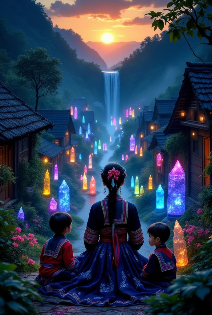 A pretty young Hmong lady in traditional Hmong clothes stand in ...