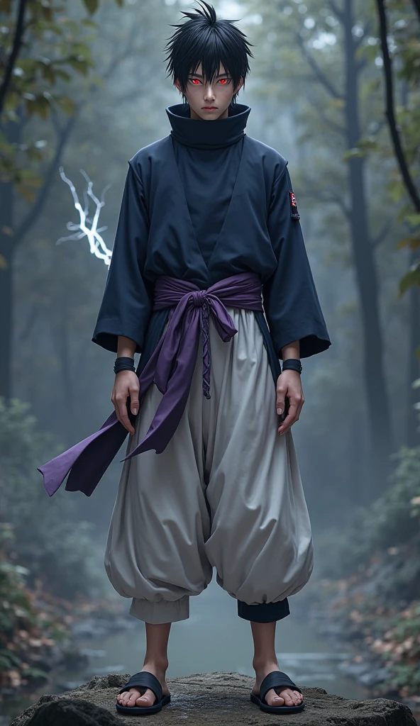 A hyper-realistic male character inspired by Sasuke Uchiha from Naruto ...