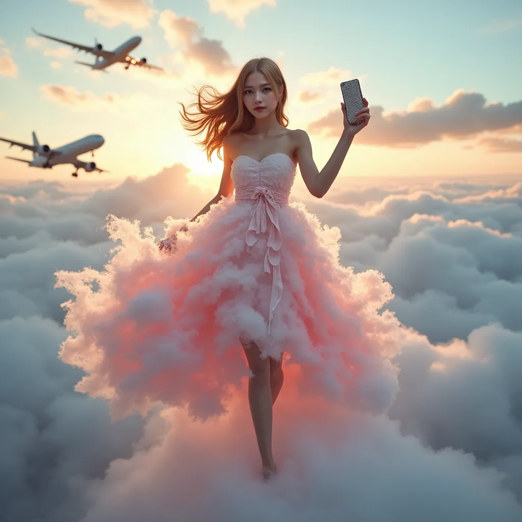 SeaArt AI | Cô gái đi bộ trên không