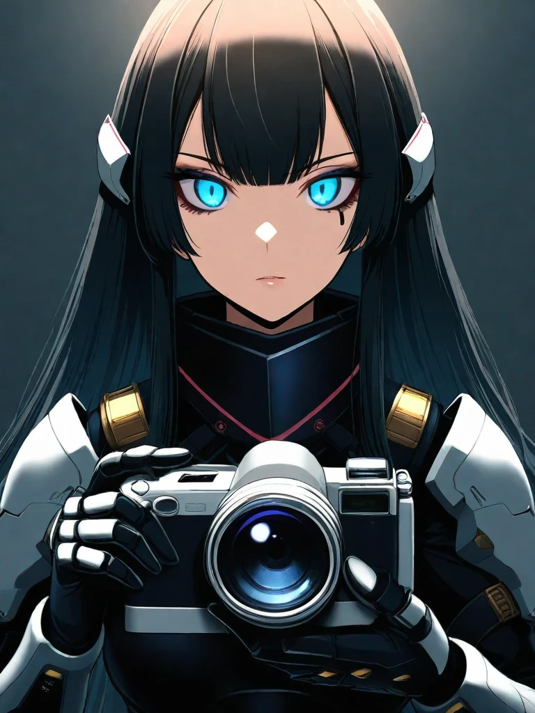 A girl, FARA 83, blue eyes, instant camera in your hands, girls frontline - SeaArt AI