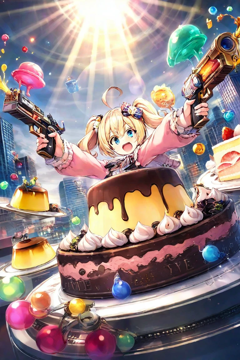 The giant sweets robot arrives！、(the body is shortcake、、Pudding - SeaArt AI