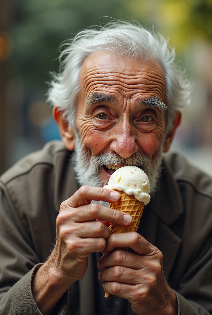 A old man eating a Ice-cream video - SeaArt AI
