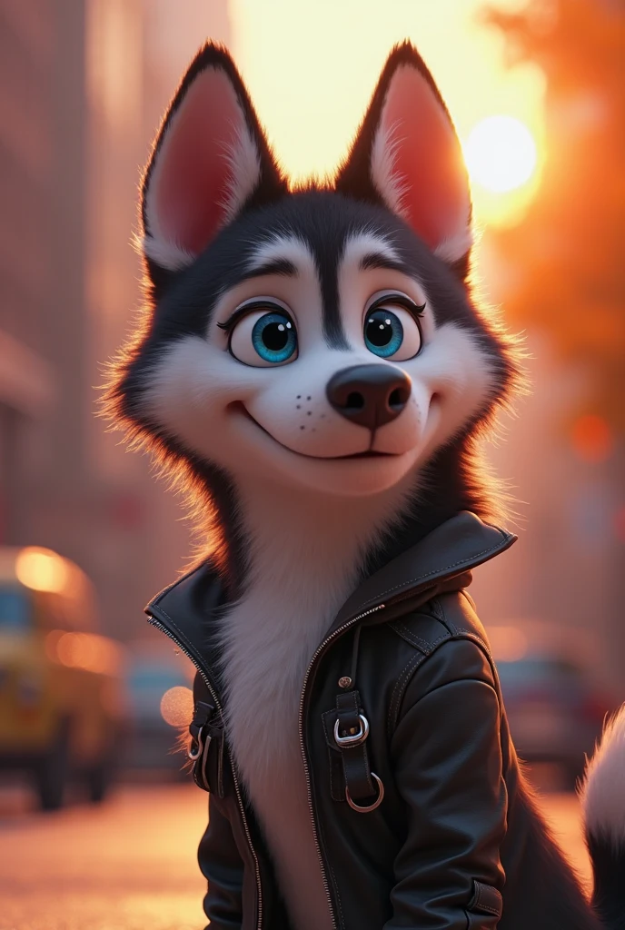 "A charming, strong and romantic husky dog character, bright blue eyes ...