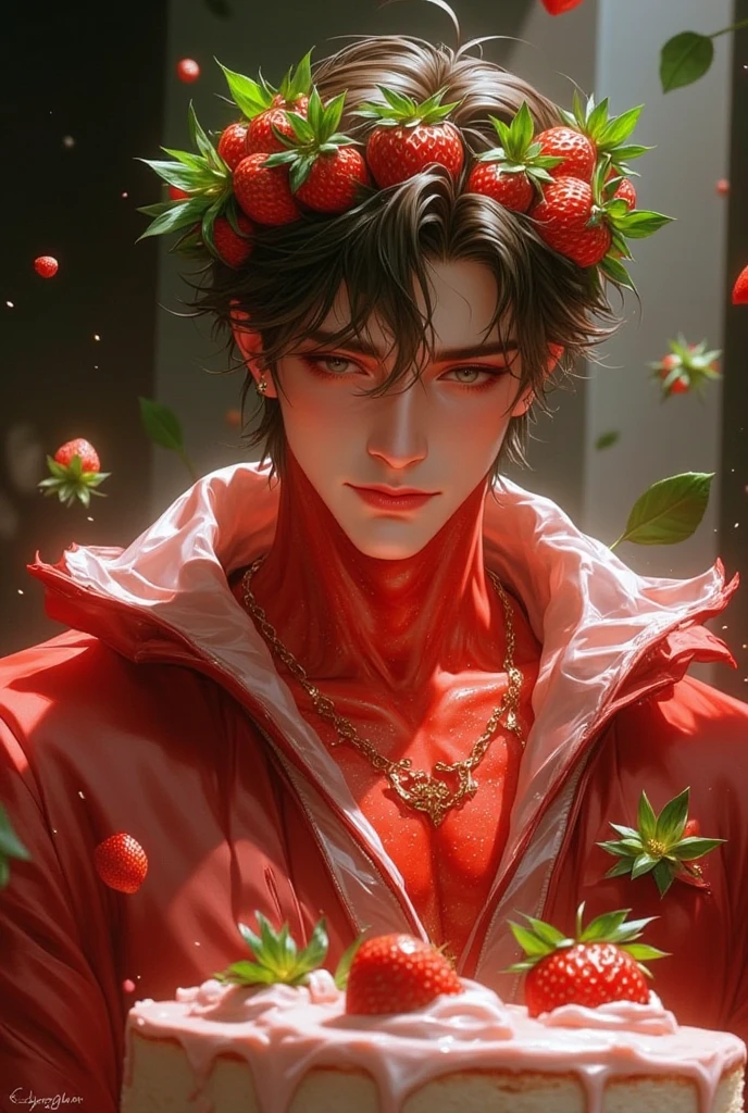 Phwamen,Dessert Transformation" As the strawberry cake melts - SeaArt AI