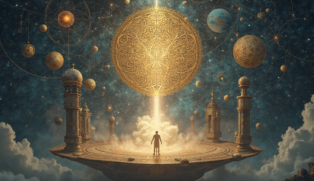 "A sacred temple floating in space, built from interlaced diagrams ...