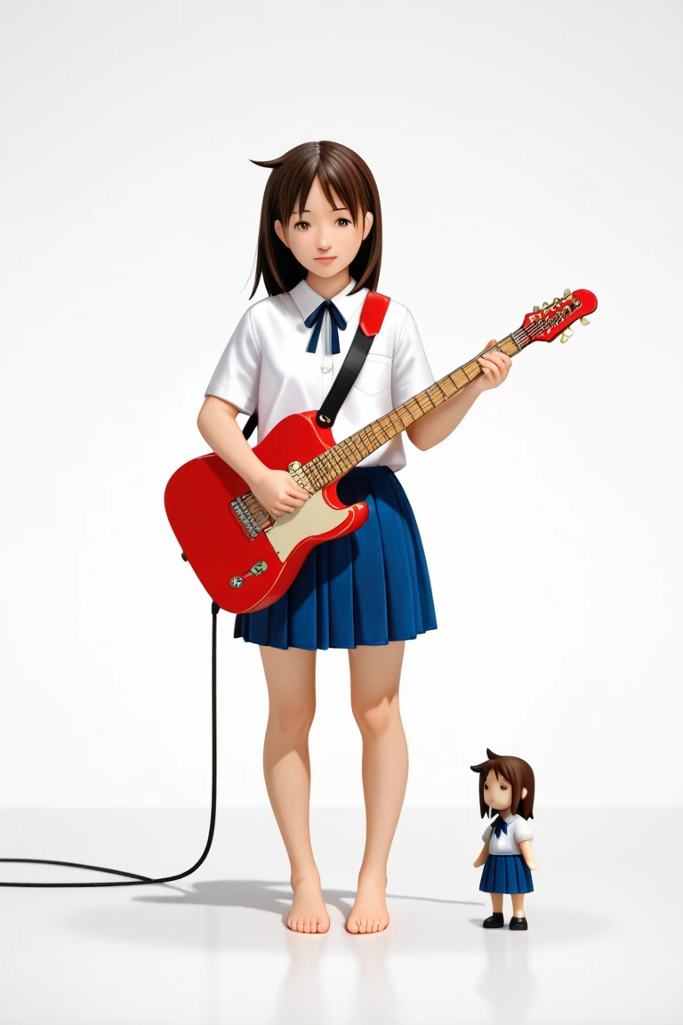 Hatono Chihiro, white background, summer uniform, figure, Barefoot ...