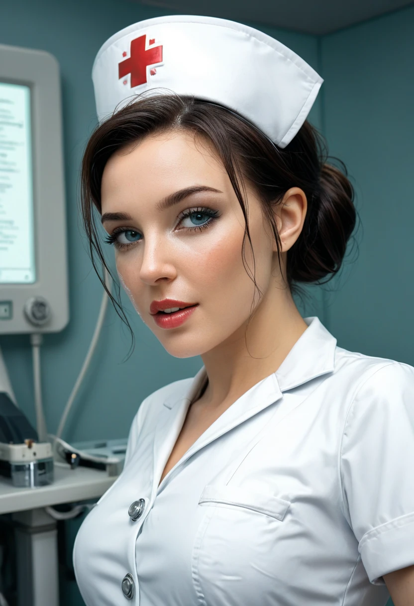 In a clinical laboratory of the future, an android nurse starts to present error - SeaArt AI