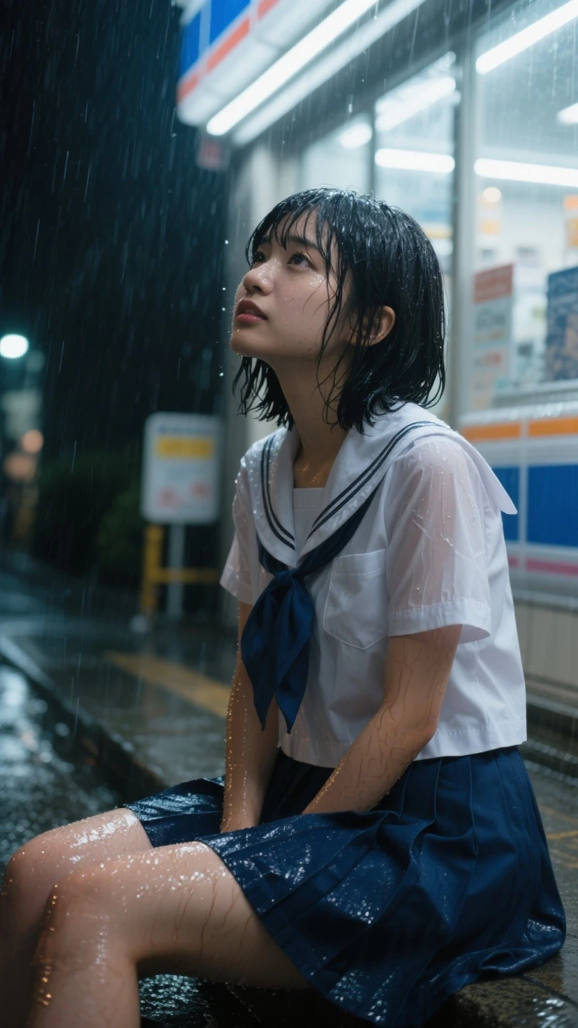 Students on a rainy night