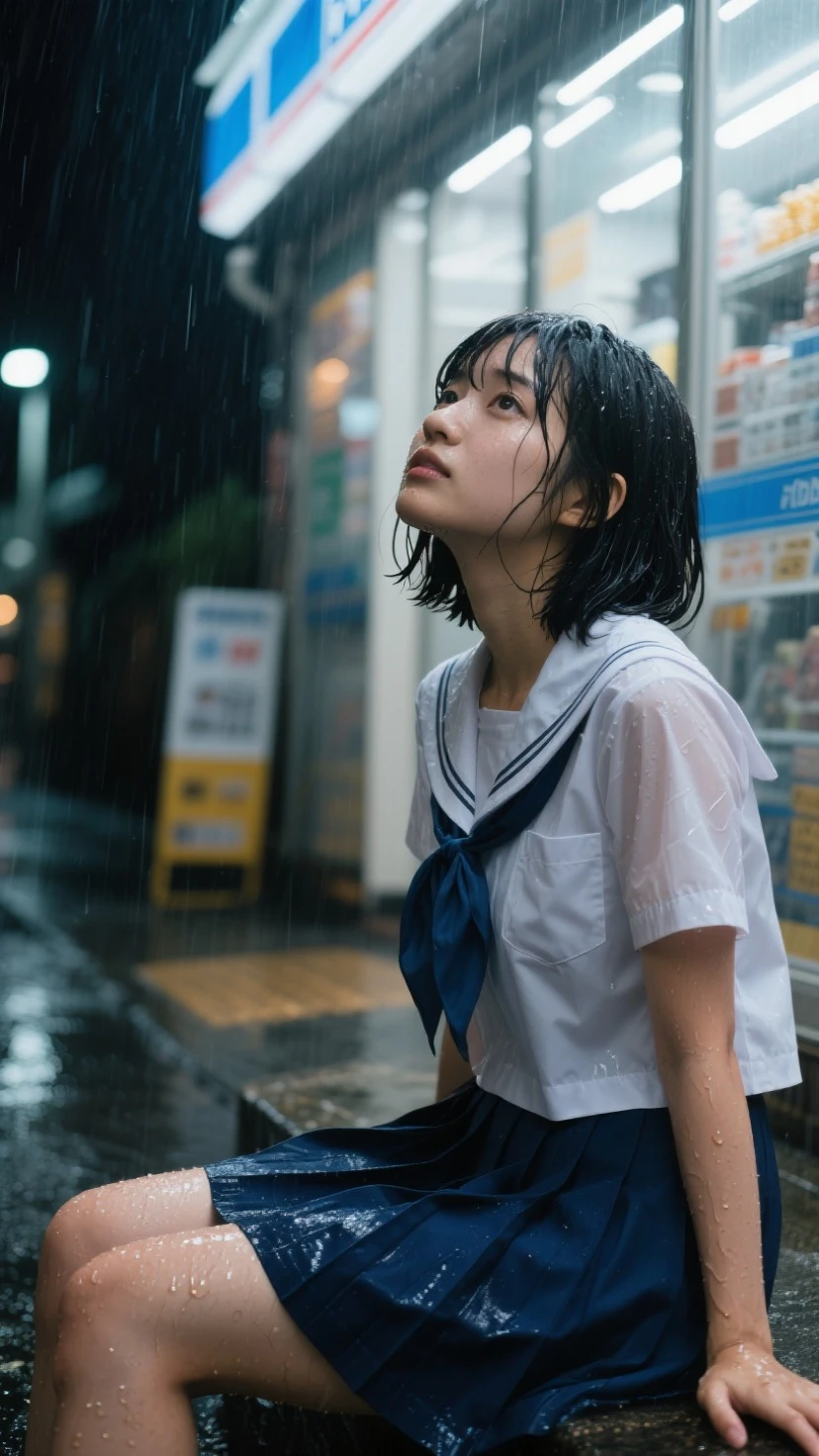 Students on a rainy night