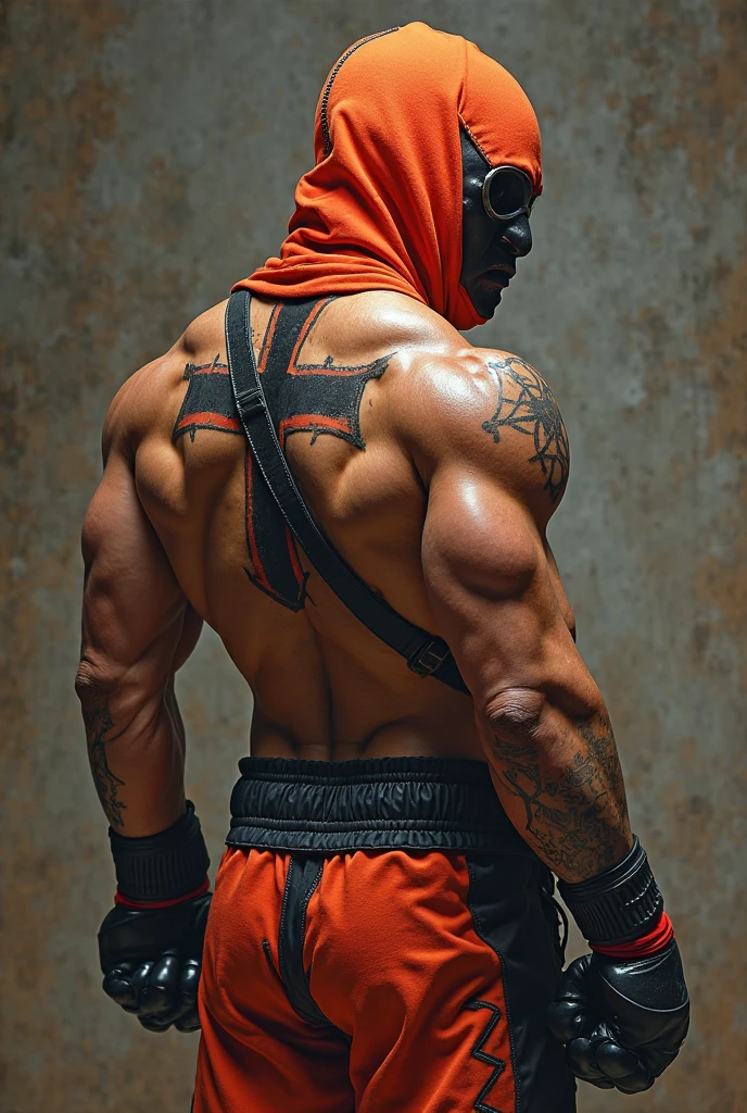 Realistic style, A masked fighter, The colors of the suit are red and ...