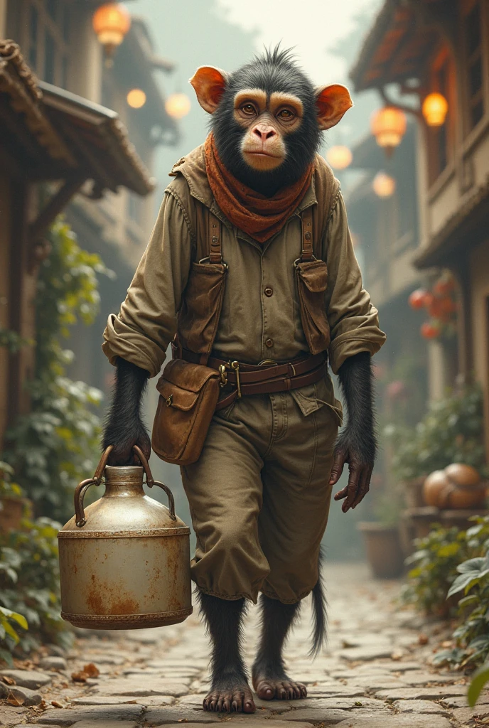 A monkey that looks like a human being who is going to sell milk every ...